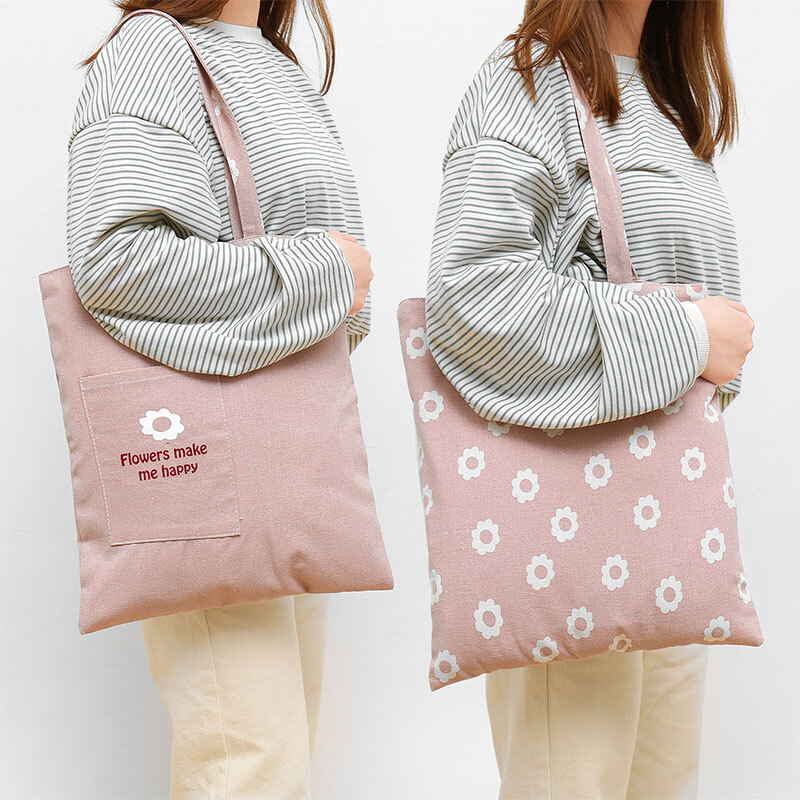Women's Large Canvas Handbag Double Sided Shopping Bag Sundry Storage ...