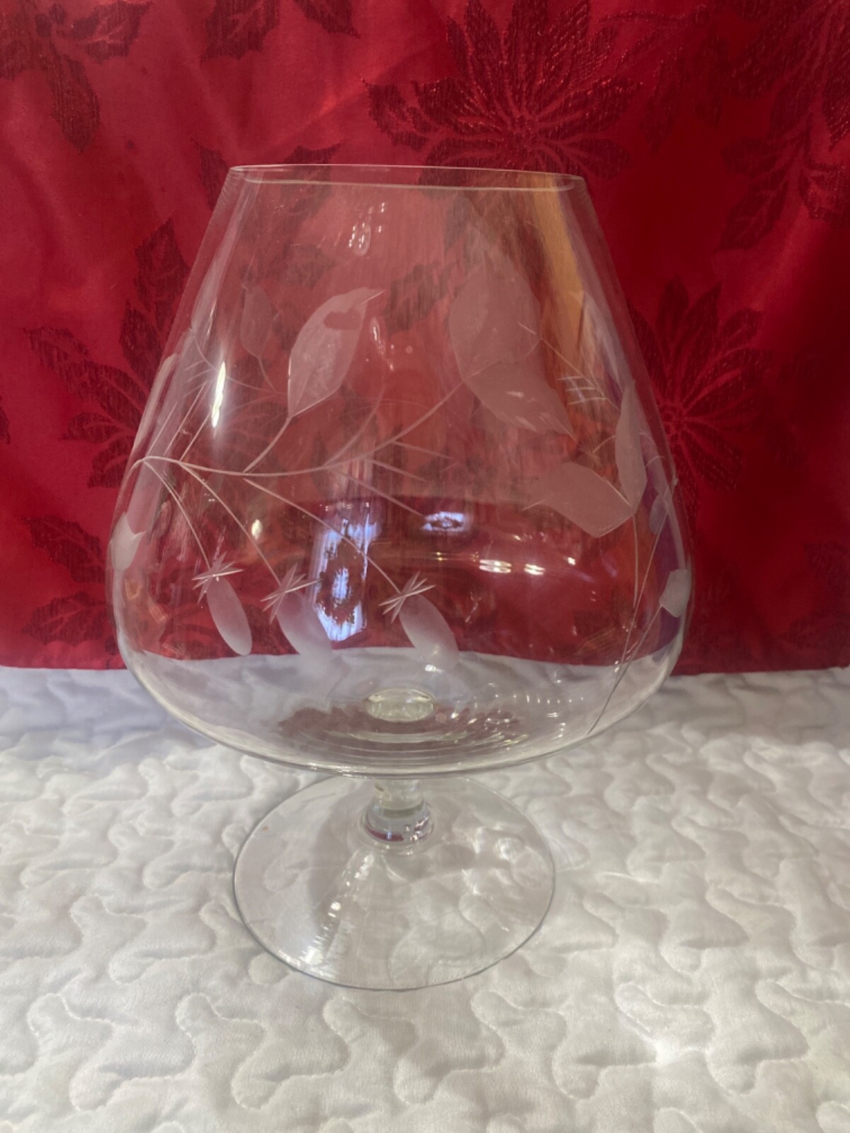 Vintage Engraved Crystal Large 11” Footed Brandy Snifter | eBay