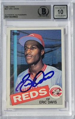 Eric Davis Signed Cincinnati Reds 1985 Topps #6277 Card Beckett Graded ...