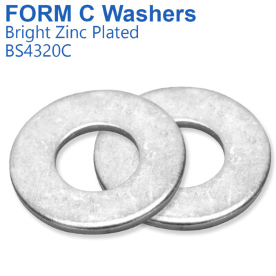 M4 - 4mm FORM C WASHERS FLAT WIDE WASHERS BRIGHT ZINC PLATED WASHER ...