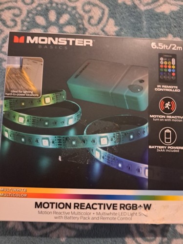 Monster Motion Activated Multi-Color/White LED Light Strip with Remote ...