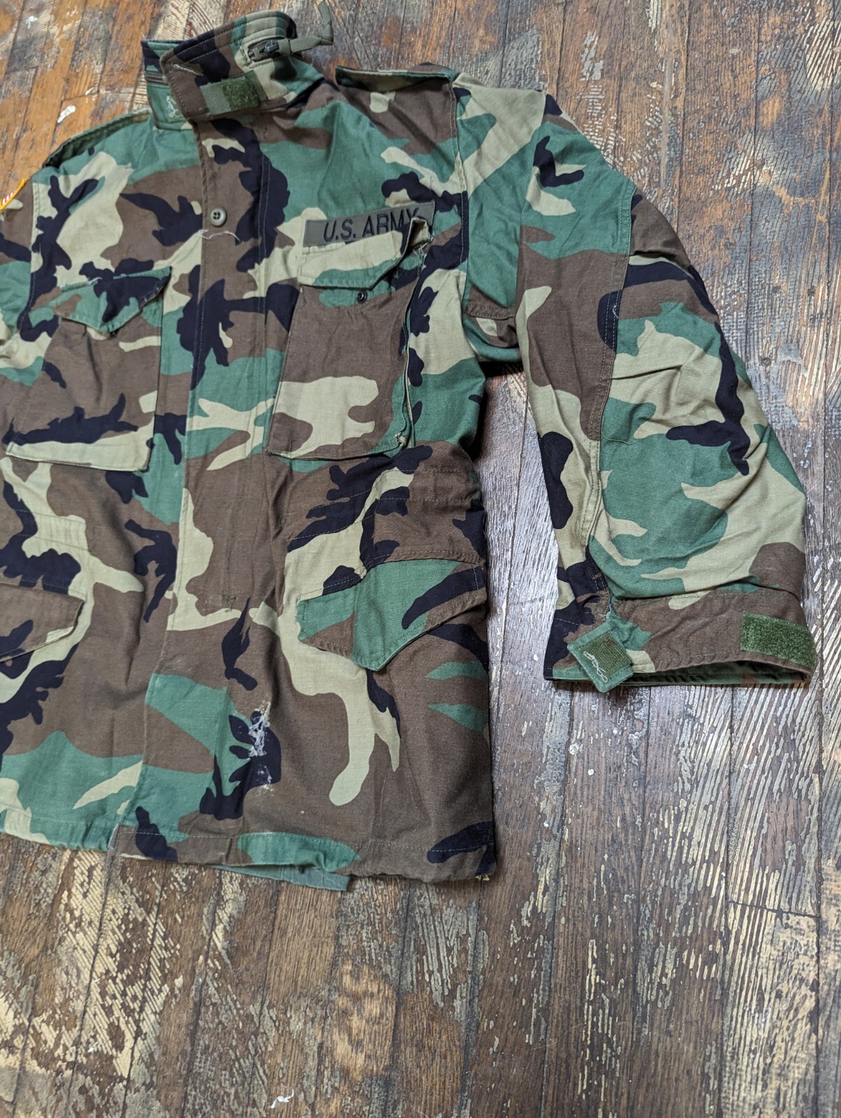 US Army Military Cold Weather Field Jacket Coat W/L Woodland Camo Large ...