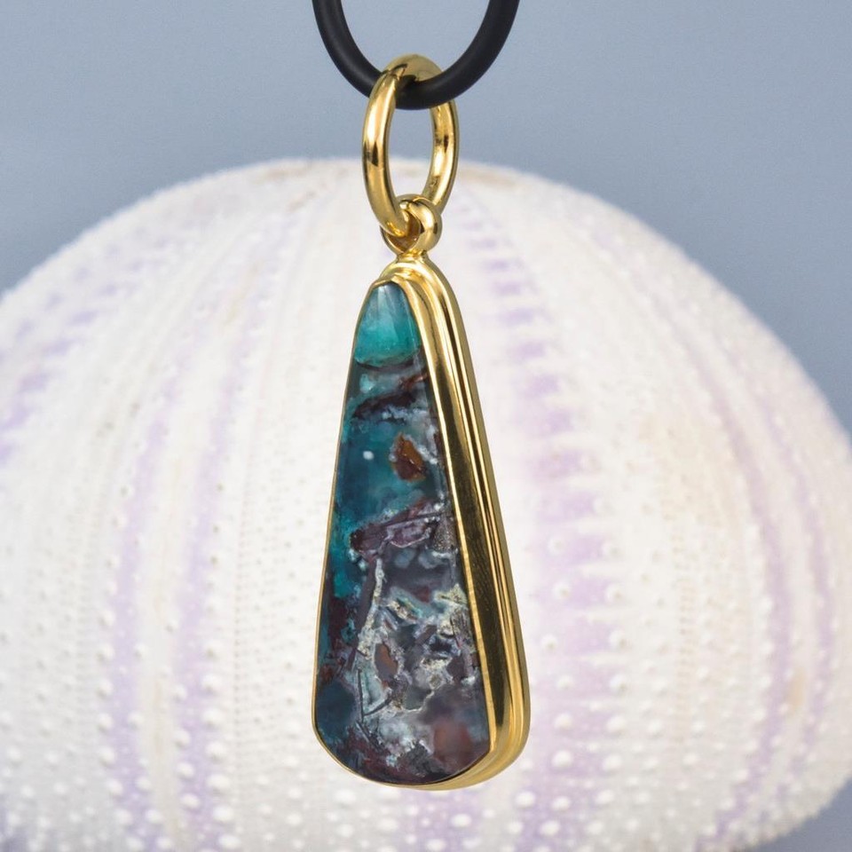 Pendant Gold Vermeil Sterling Silver Chrysocolla & Native Copper ...
