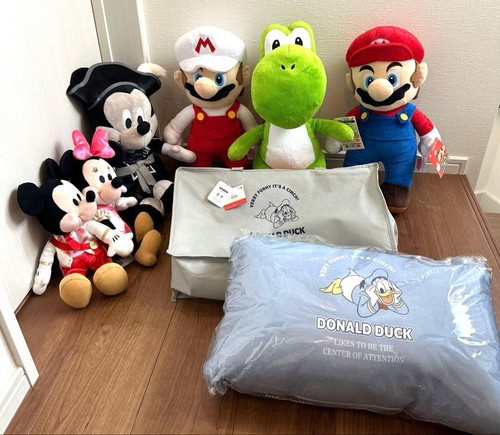 Disney Mickey Minnie Mario Yoshi Donald Plush Cushion Toy Bundle 6 pcs ...