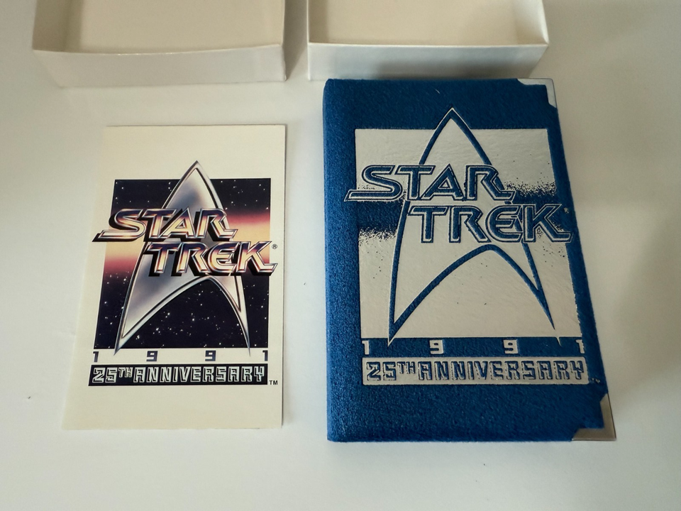 1991 Star Trek Spock 25th anniversary silver coin, booket, sticker, box ...