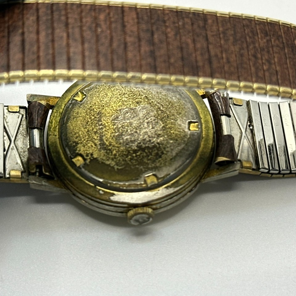 Omega 25 Electra Stretch Bracelet Stainless Day Date Gold Tone ...
