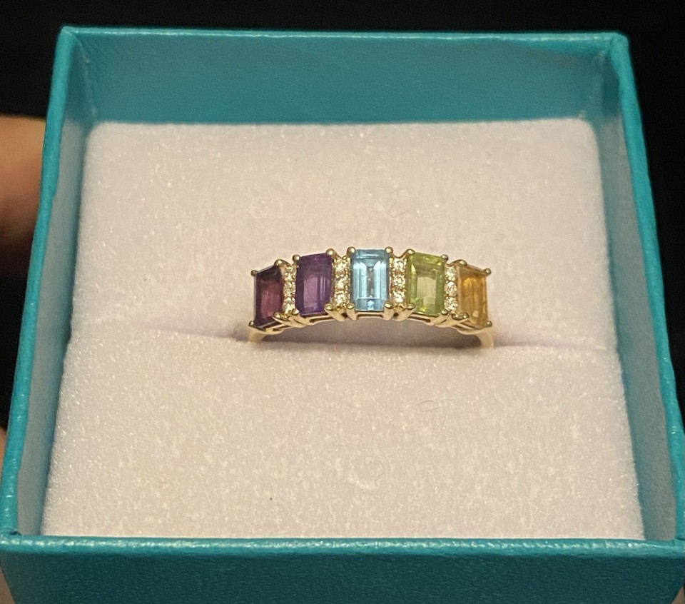 Effy Mosaic Collection Multi-Gemstone Ring, 14K Gold, Size 8.5 0.08 WT ...