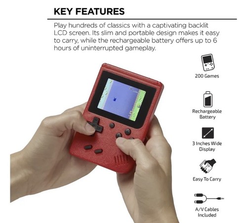 Merkury Innovations Arcade Fun Portable Gaming Console 200 Games for ...