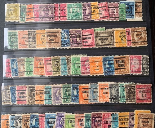 LOT OF 150+ EARLY UNITED STATES POSTAGE STAMP PRECANCELS BUREAUS CITIES ...