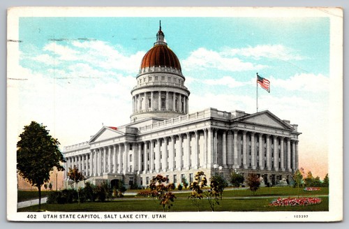Postcard: State Capitol, SLC, UT, Deseret Book Co, Curt Teich, Posted ...