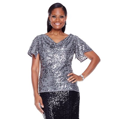 Colleen Lopez "Spoonful of Sugar" Sequin Top (Sz10)Gunmetal 271900A | eBay