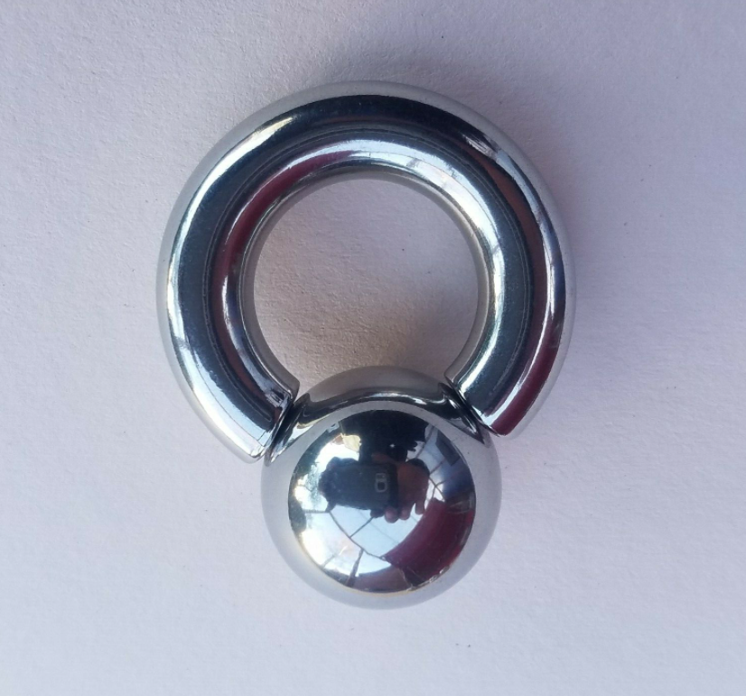 HEAVY GAUGE PRINCE ALBERT PA NIPPLE SCREW IN MONSTER BCR RING AND BALL ...