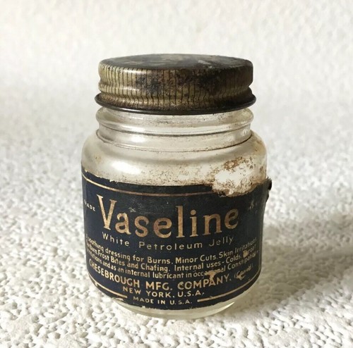 Vintage Blue Seal Vaseline Petroleum Jelly Glass Jar small Chesebrough ...