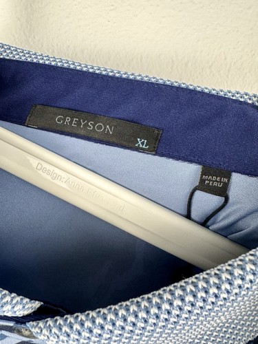 Greyson Men’s Polo Golf Midas Wolf Embroidery Blue Fjord Camo Shirt XL ...