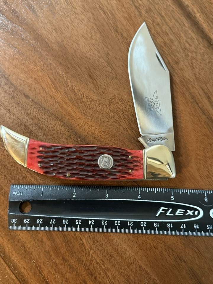 Rough Rider Big Clasp Knife, Jigged Red Bone Handles | eBay