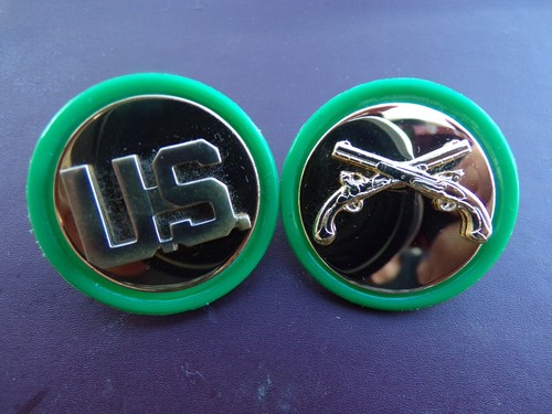 US Army Military Police Collar Brass Green Disk Uniform Pin MP Unit Lot ...