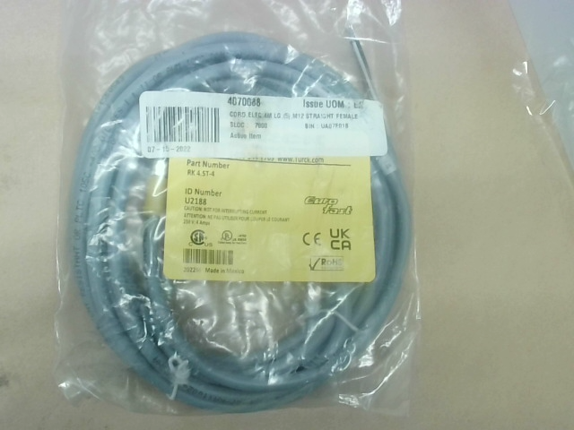 Turck RK 4.5T-4 EuroFast Cable 5 Pin - New In Box | eBay