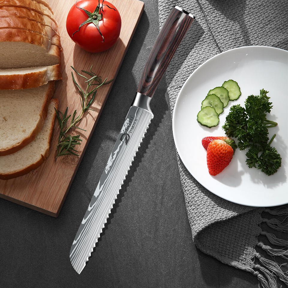 Bread Knife 13 inch Serrated Ultra Sharp Carbon Steel Kitchen Chef ...