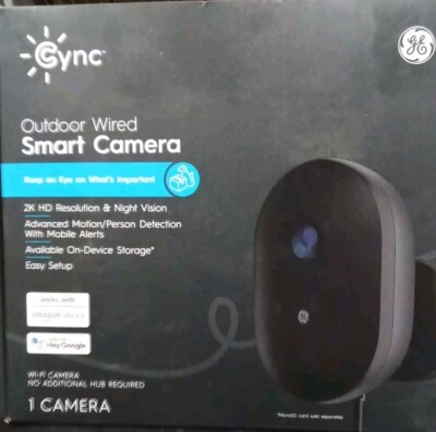 GE Cync Outdoor Wired Smart Camera WI-FI 2K HD Resolution & Night ...