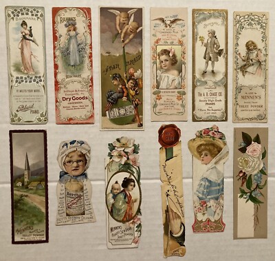 TWELVE ADVERTISING BOOKMARKS FOR VARIOUS PRODUCTS & COMPANIES, c. 1880s ...