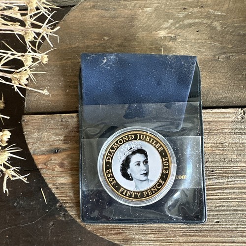 2012 Jersey Queen Elizabeth II Diamond Jubilee Gold Plated 50 Pence 50p ...
