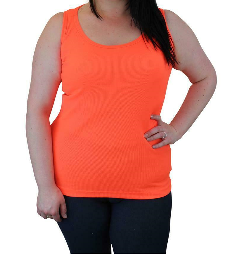 PLAIN RIB TOP STRETCHY WOMEN SUMMER RIBBED VEST T- SHIRT PLUS SIZES 8 ...
