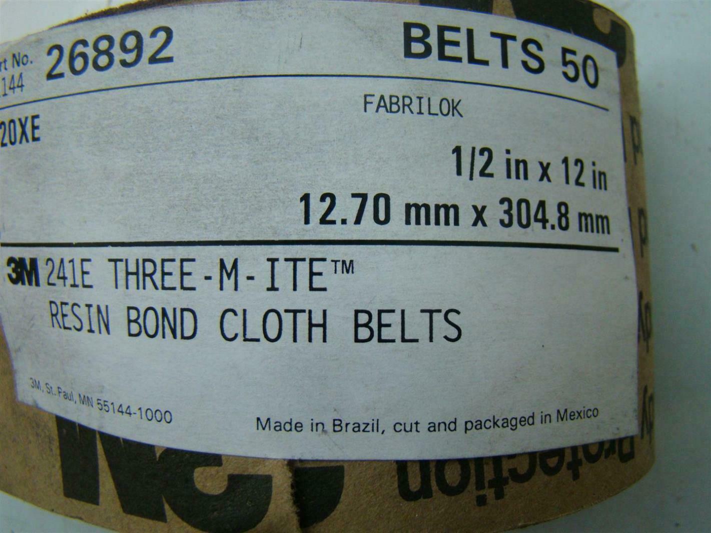 (10) 3M 241E THREE-M-ITE Resin Bond Cloth Belts 1/2" x 12" 26892 | eBay