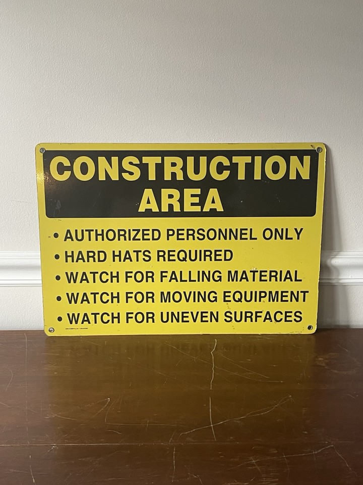 Construction Area Sign Vintage Steel 20x14 | eBay