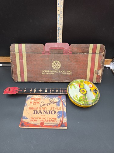 Vintage Tin Marx Easy Play Hawaiian Style Banjo w Booklet & Original ...