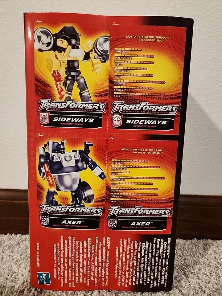Transformers RID Sideways Vs* Axer Motorcycles New In Box Hasbro 2001 ...