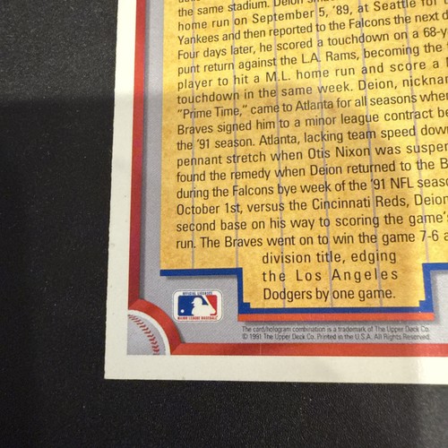 1992 Upper Deck Deion Sanders Baseball Card SP3 | eBay