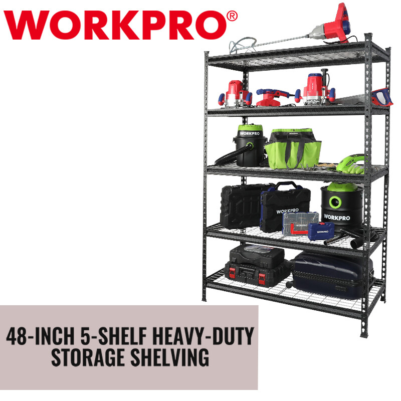 WORKPRO 5-Tier Metal Storage Shelving Unit 24"D x 48"W x 72"H Storage ...