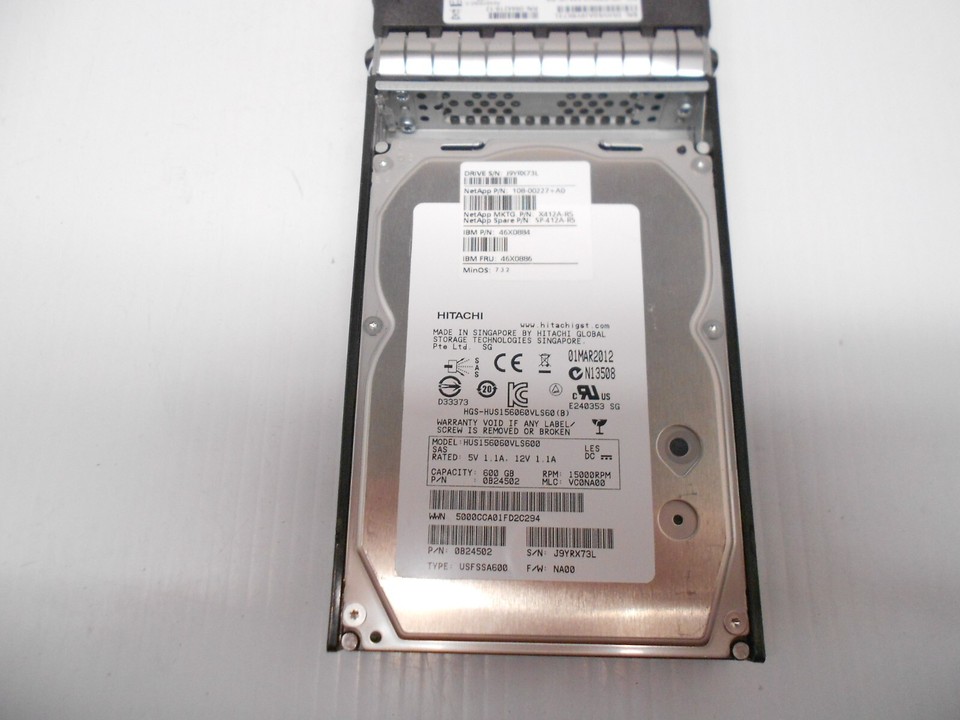 Netapp 600GB 15K SAS Hard Drive 3.5'' X412A-R5 / 108-00227 DS4243 ...