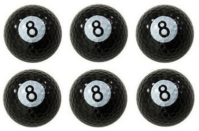 6x Eight Ball Golf Balls - Billiard Pool Novelty 8 Balls Gift - Bulk ...