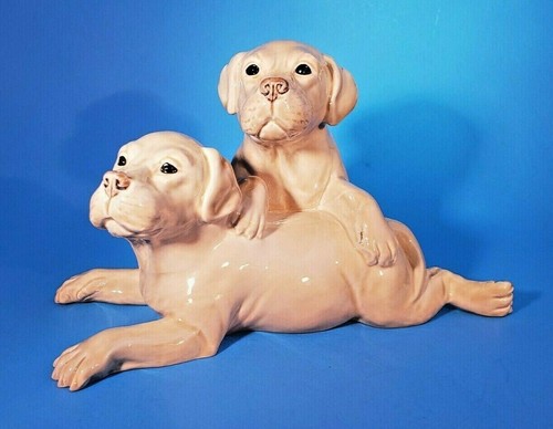 VTG MENTON MANOR CERAMIC FIGURINE LABRADOR PUPPIES HEREDITIES CHARM OF ...