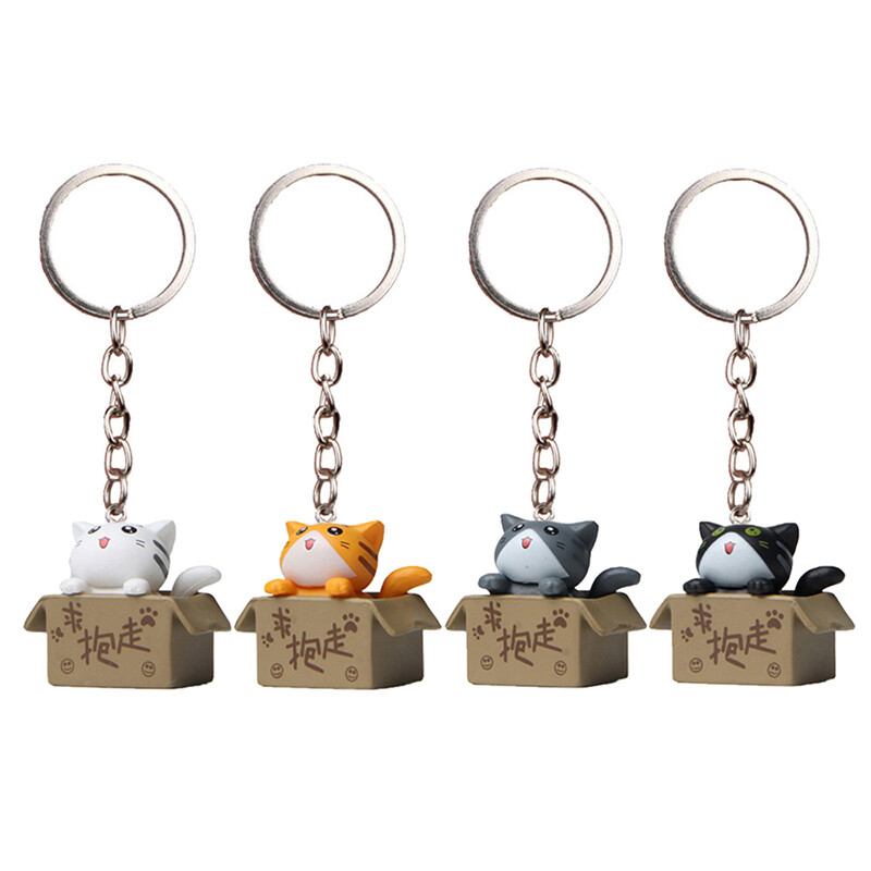 Little Box Cat Key Chain Kawaii Kitten Car Keychain Fashion Letter ...