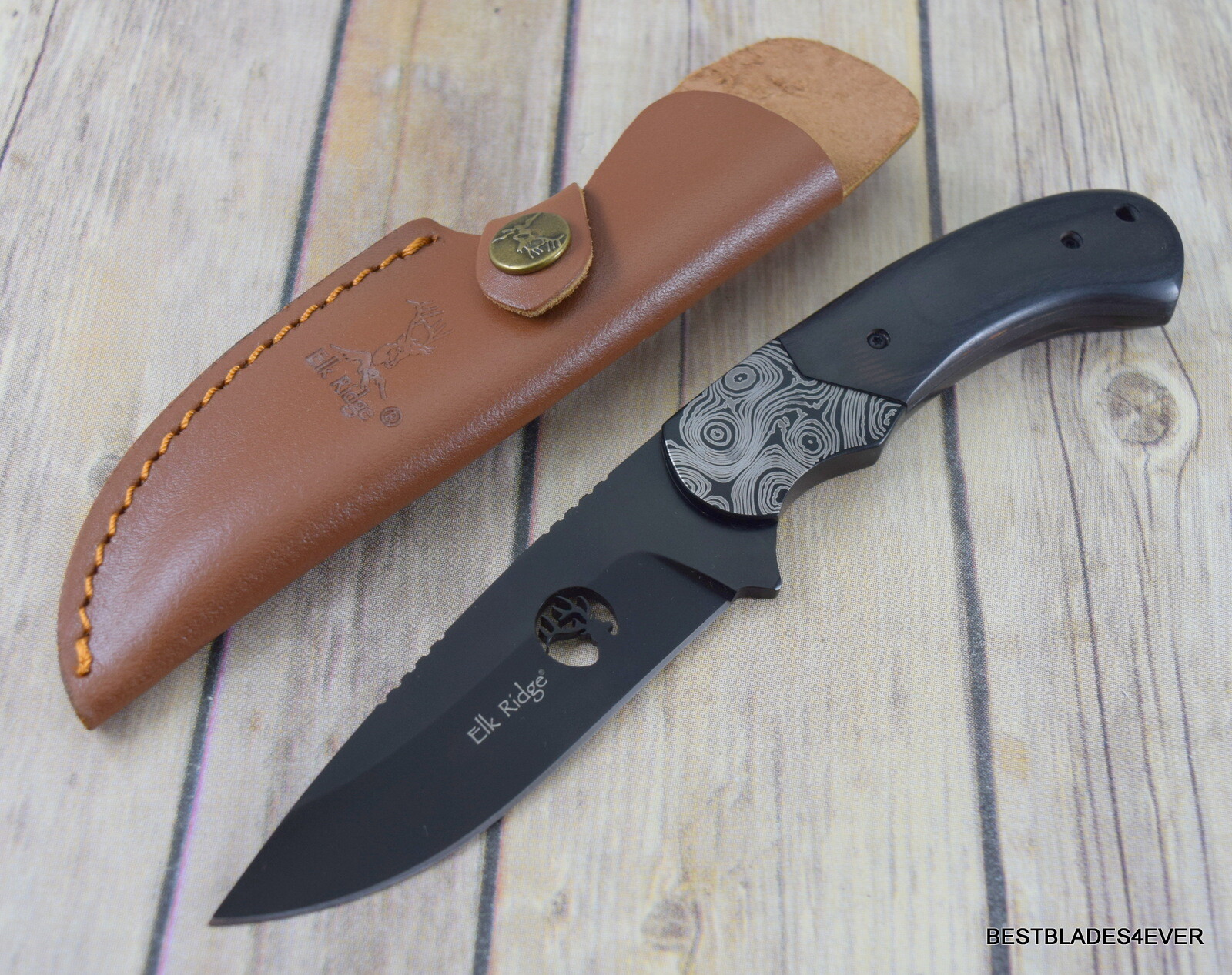 8.25" ELKRIDGE FIXED BLADE HUNTING KNIFE FULL TANG RAZOR SHARP BLADE W/ SHEATH | eBay