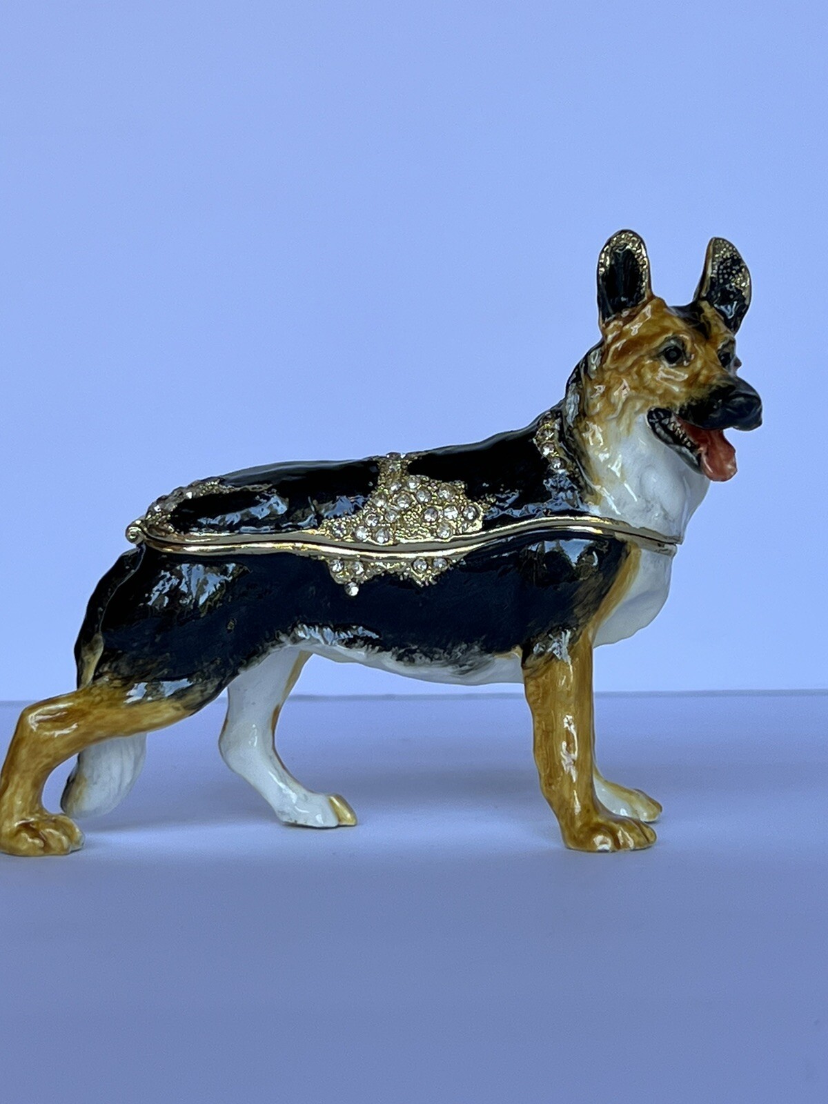 Big German Shepherd Trinket Box. Hand Set Swarovski Crystals & Enamel ...