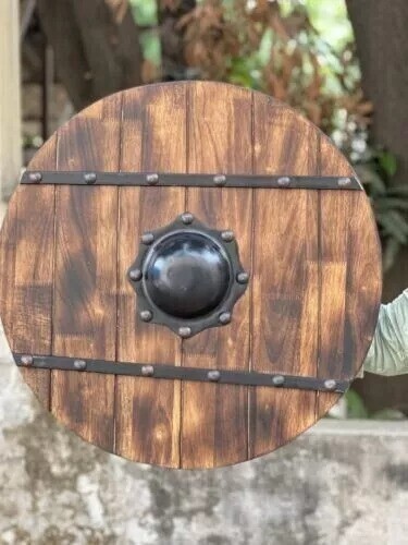 Medieval Wooden Viking Handmade Shield - Viking Crusader Wooden Shield ...