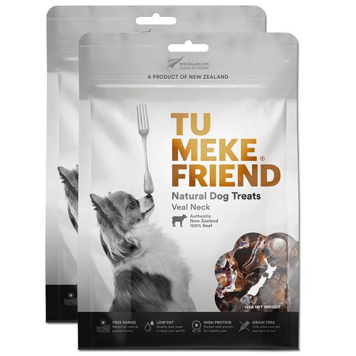 2x Tu Meke Friend 125g Air-Dried Natural Dog/Puppy Treats Veal Neck Pet ...