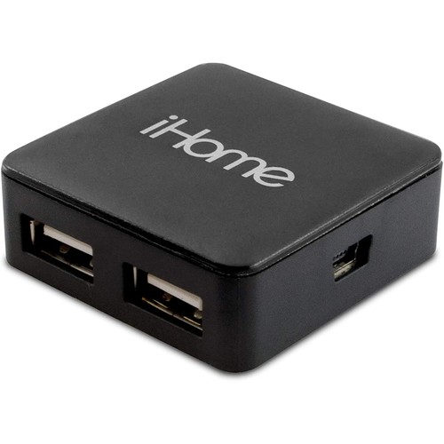 iHome Computer Center Link 4 USB Port Hub | Universal | Black | 4 H x 3 ...