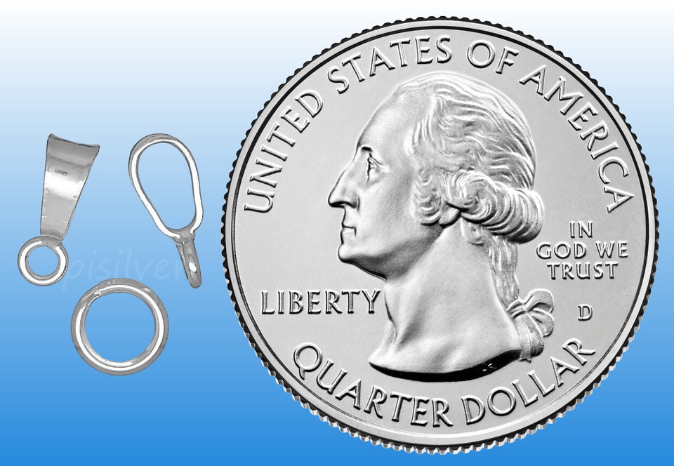 925 Sterling Silver Small Bail Split Ring Charm Pendant Clasp Connector ...