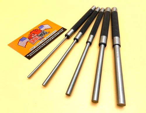 5 Pc Pin Punch Set Long Shank Gunsmithing Roll Pin Drill Hog® Lifetime ...