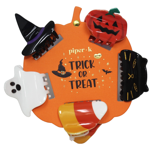 5 Trick or Treat Piper K Boot Hair Clips Ghost Witch Jack Lantern Cat ...