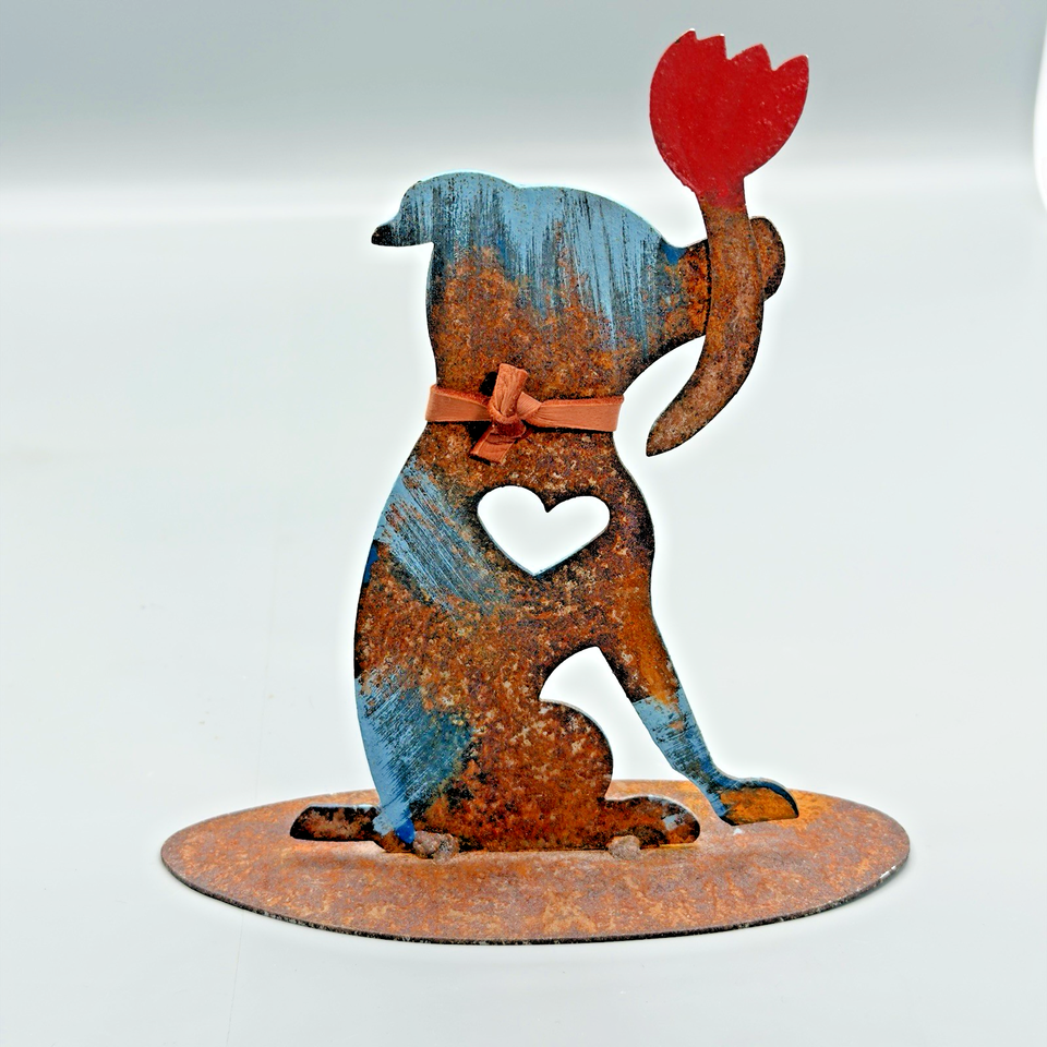 Jes Maharry + Patrick Henderson Folk Art Dog Peace Love Sculpture ...