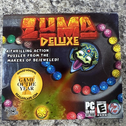 Zuma Deluxe Pop Cap Jumbo PC CD ROM Computer Video Game 2004 Action ...