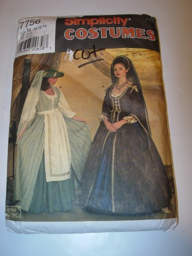 CUT SIMPLICITY 7756 Sewing Pattern MEDIEVAL COSTUME DRESS SIZE 10-14 32 ...