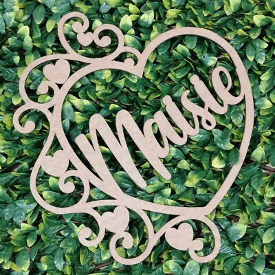 Decorative Large Name Heart Frame - Princess Nursery Bedroom Decor Kids ...