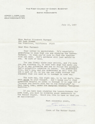 GORDON V. COMER - TYPED LETTER SIGNED 07/10/1967 | eBay