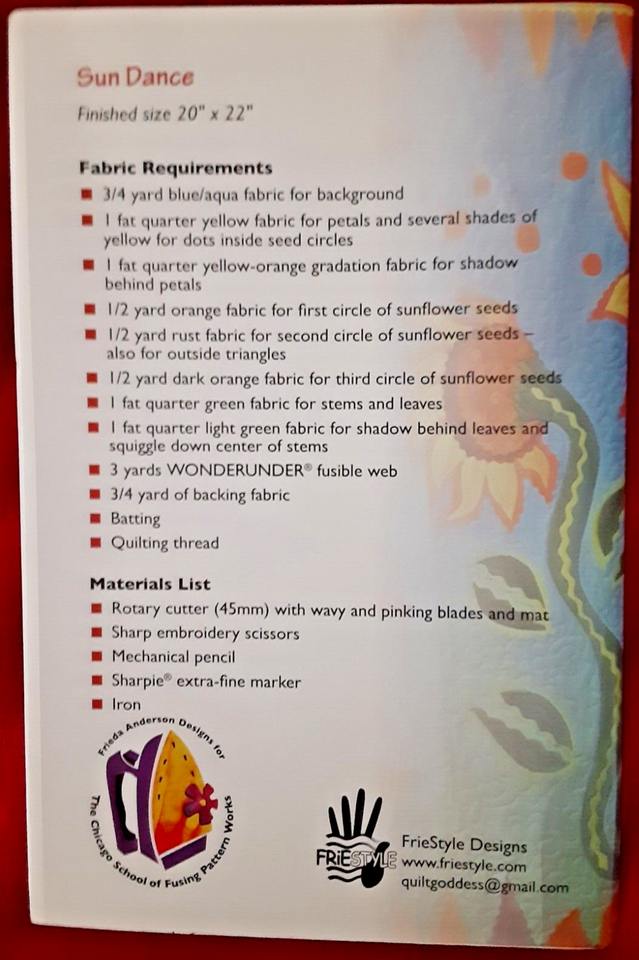 FrieStule Designs - Sun Dance - Art Quilt Pamphlet Pattern Sewing ...